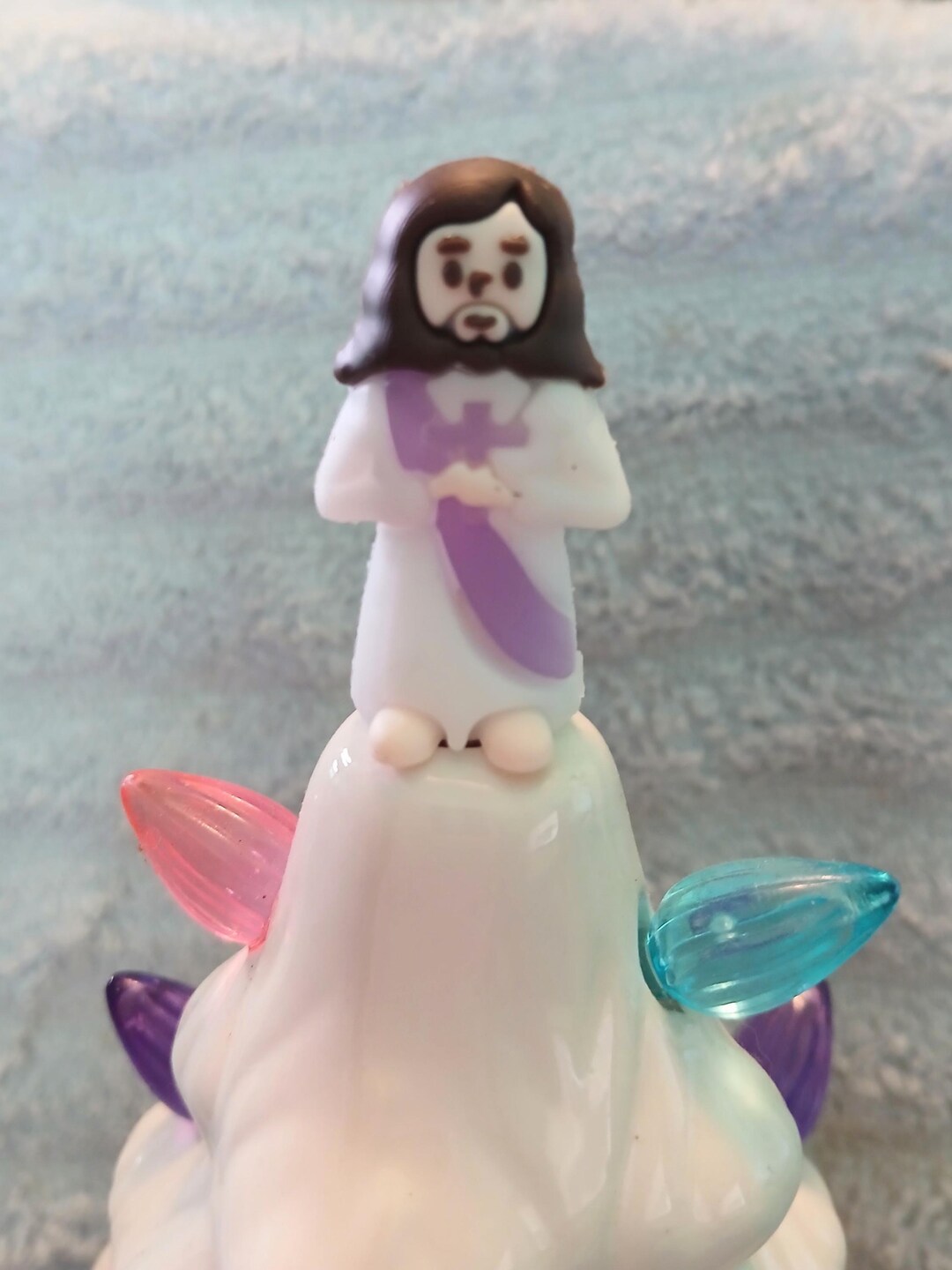 Ceramic Christmas Tree JESUS Topper PURPLE Glow in the Dark for Small ...