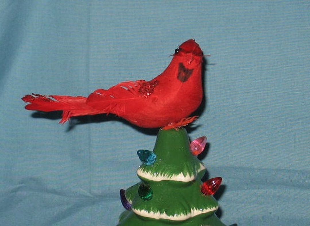 Ceramic Christmas Tree Topper Red Cardinal Bird, for Medium to Large ...