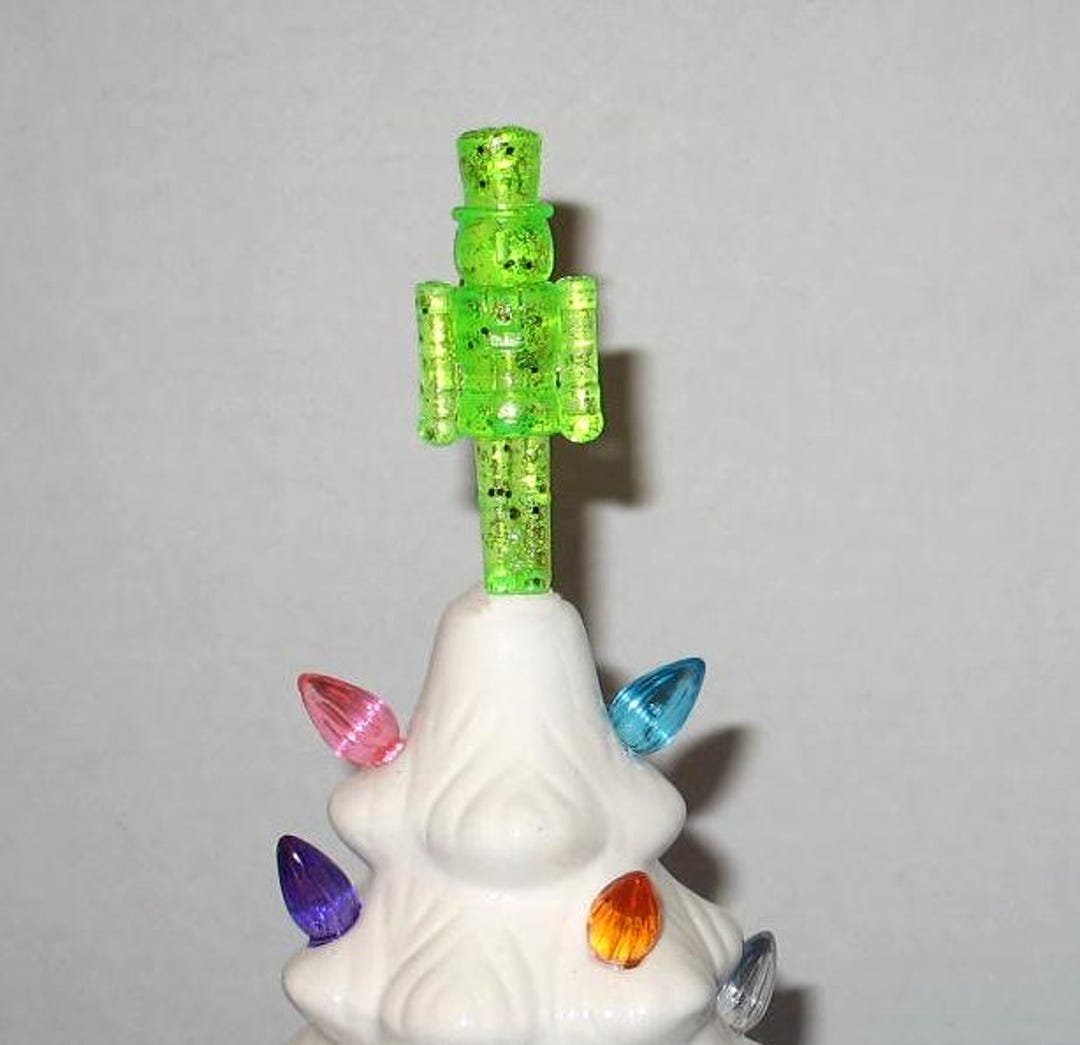 Specialty Tree Topper NEON GREEN Glitter Nutcracker Soldier for Ceramic ...