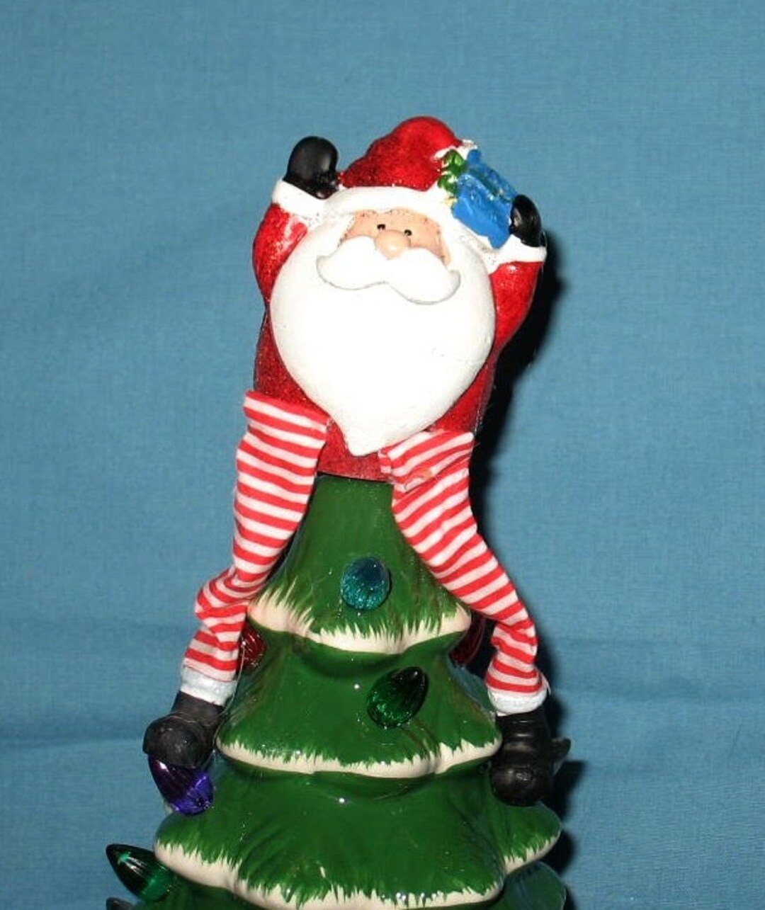 Specialty Ceramic Christmas Tree Topper Dangling Legs Santa, for Medium ...