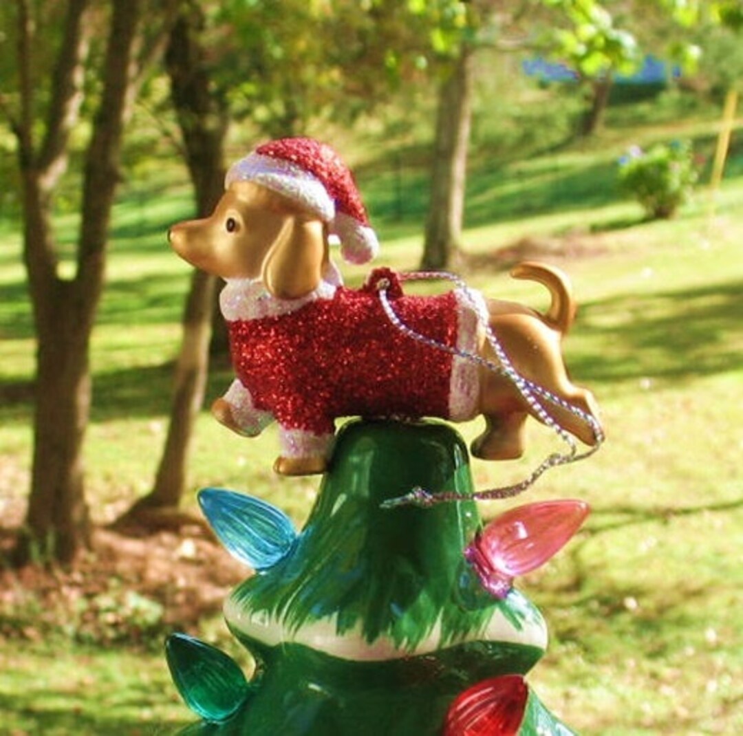 Specialty Ceramic Christmas Tree Topper Red & White Sparkle Santa ...