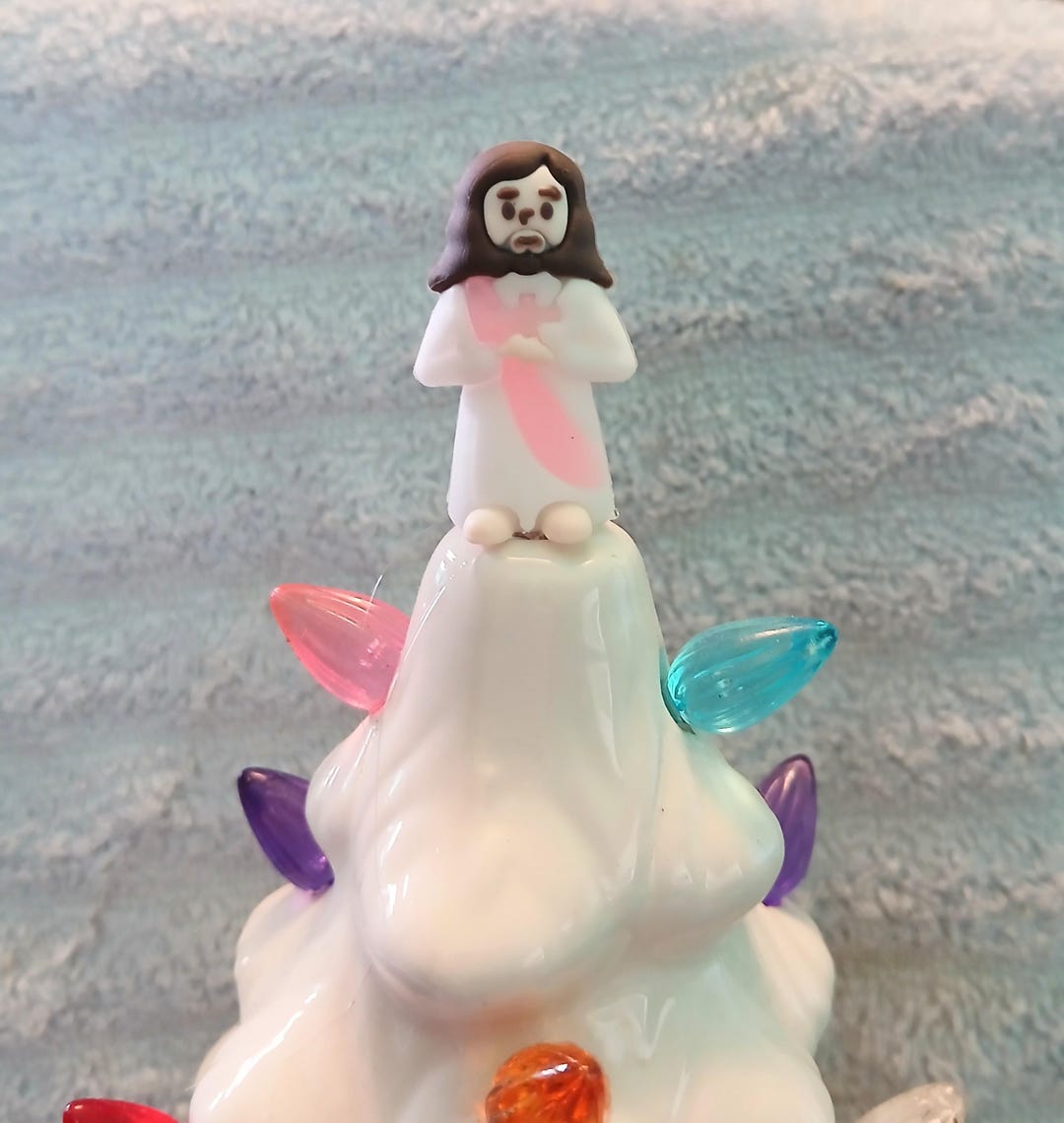 Ceramic Christmas Tree JESUS Topper PINK Glow in the Dark for Small ...