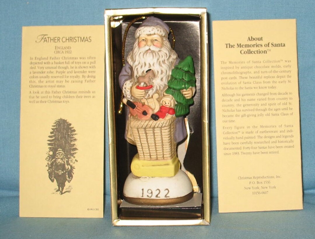 Vtg Memories of Santa Christmas Ornaments in Box, 1922 Father Christmas ...