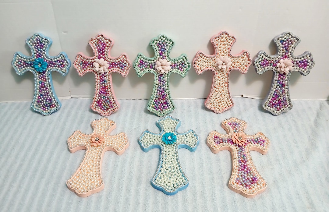 Handmade Wooden Cross W/vintage Jewelry, Pearls, Rhinestone Trim ...