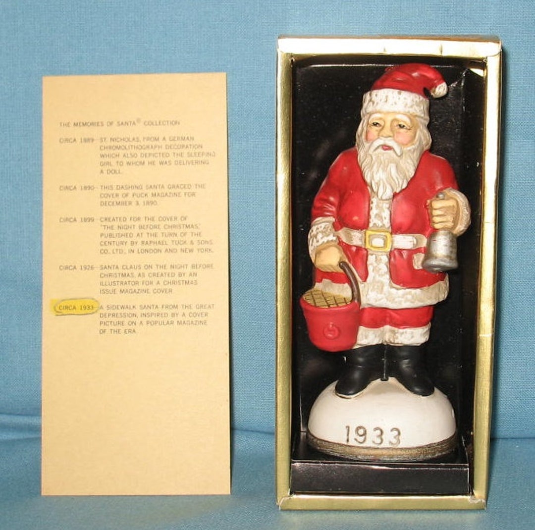 Vtg Memories of Santa Christmas Ornaments in Box, 1933 Sidewalk Santa ...