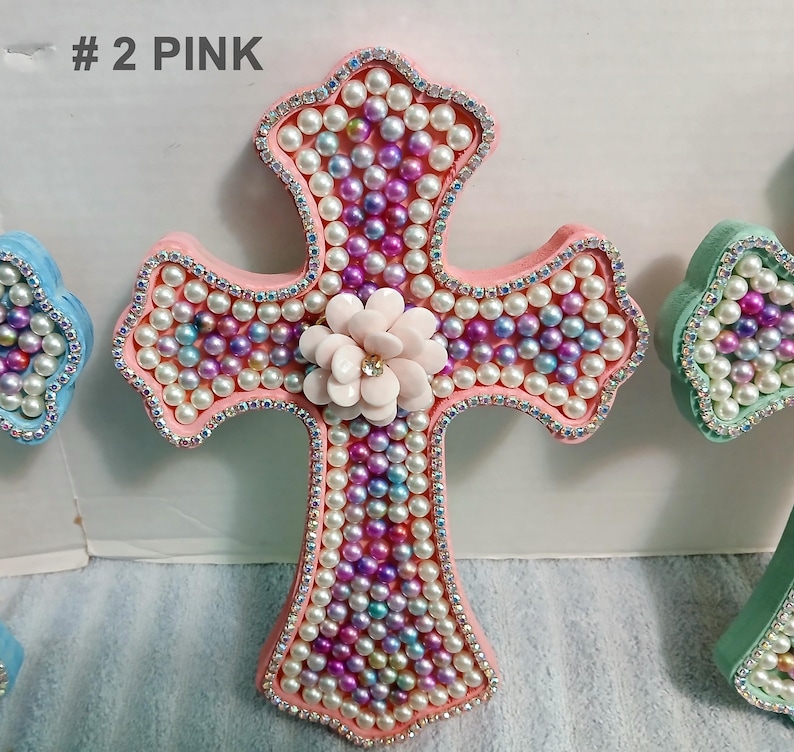 Handmade Wooden Cross W/vintage Jewelry, Pearls, Rhinestone Trim ...