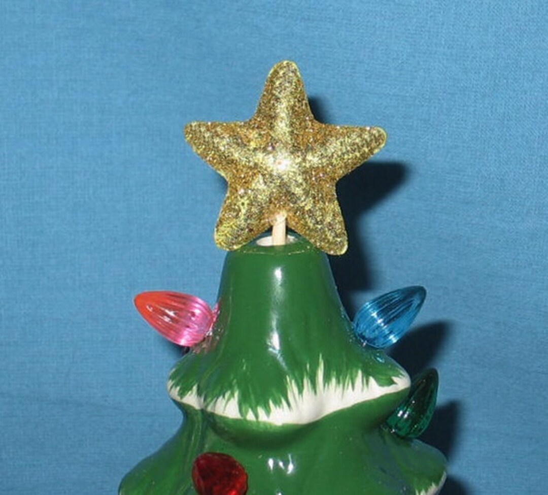Ceramic Christmas Tree Topper Gold Glitter Star for Small-medium Tree ...