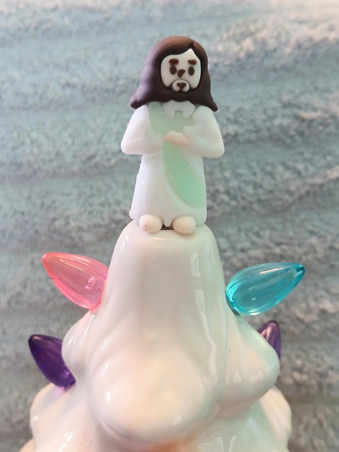 Ceramic Christmas Tree JESUS Topper GREEN Glow in the Dark for Small ...