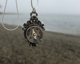 Working Compass Jewelry Owl Locket Necklace Compass Gifts | Etsy