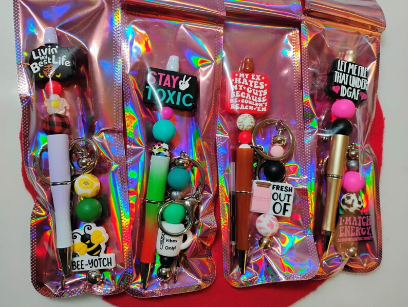 SASSY SAYINGS Pen & Keychain Combo – 4 Pack | Fun Gift Set | Handmade ...