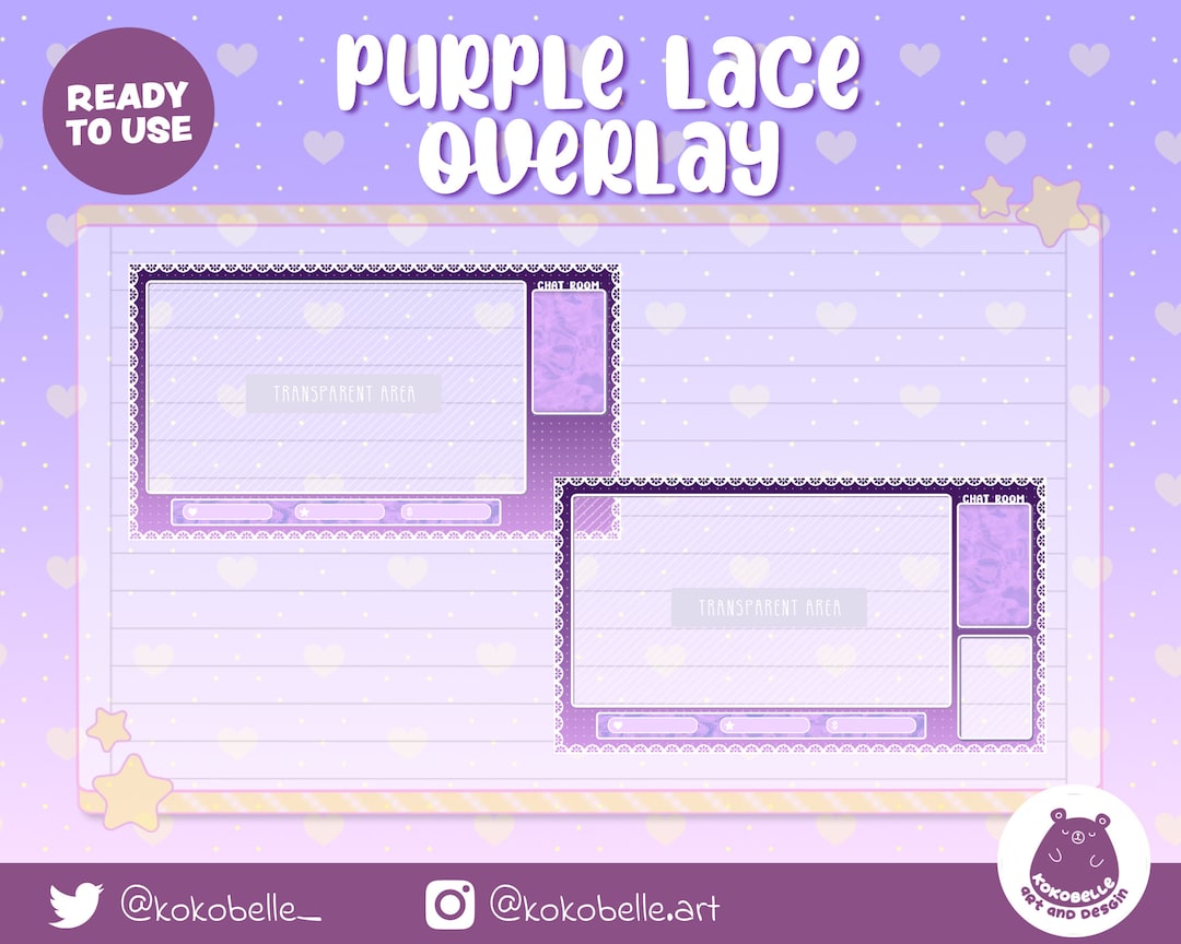 Twitch Stream Overlay Package Purple Lace / Cute / Pastel - Etsy