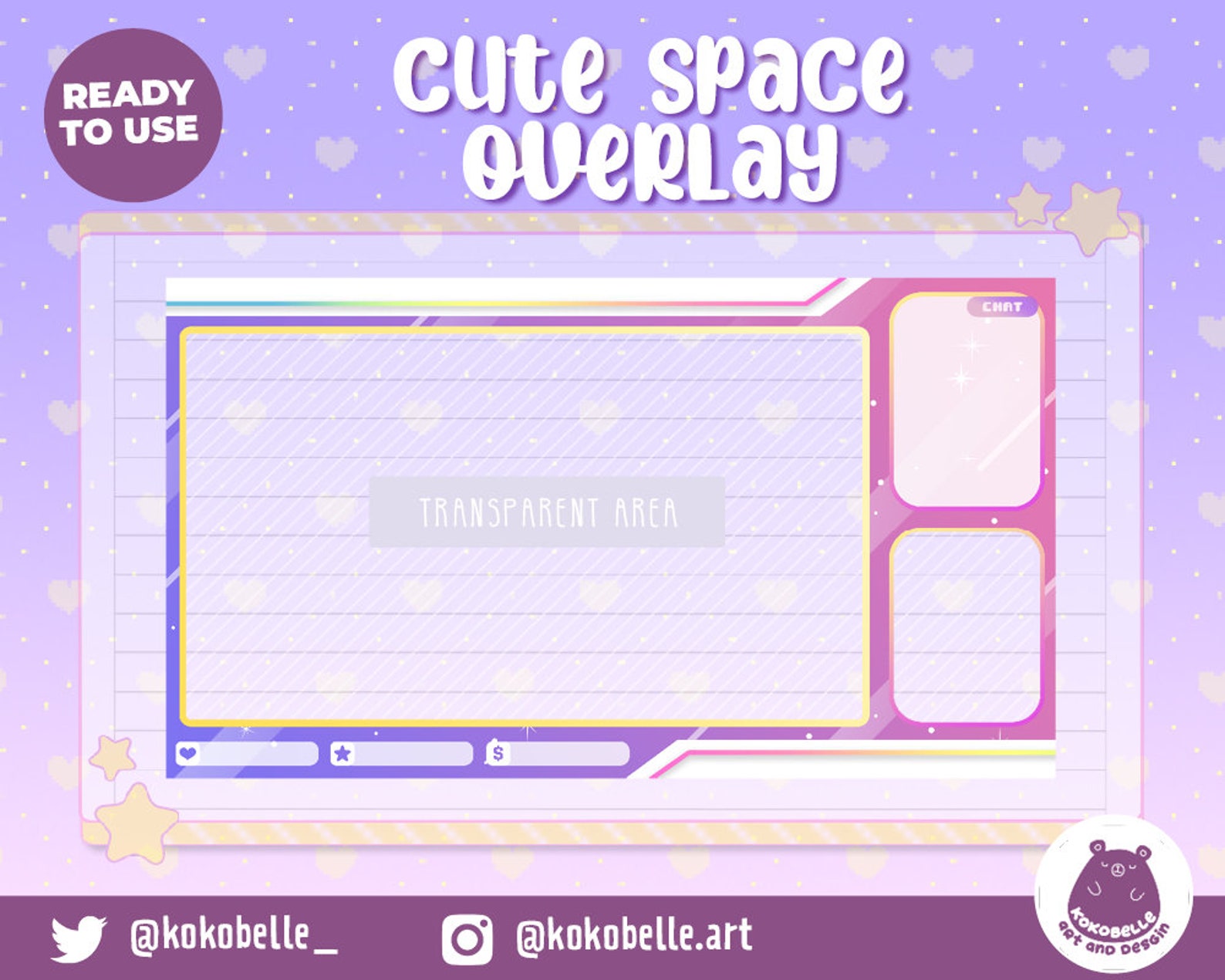 Cute Space Overlays Twitch Stream Overlay Package Vtuber - Etsy