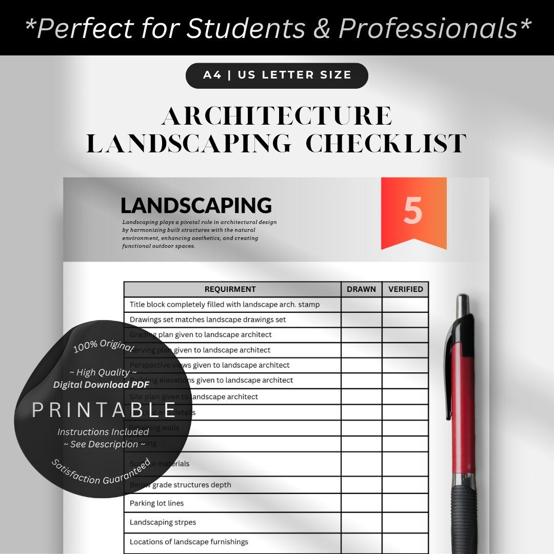 Architecture Landscaping Checklist Architecture Template for Students ...