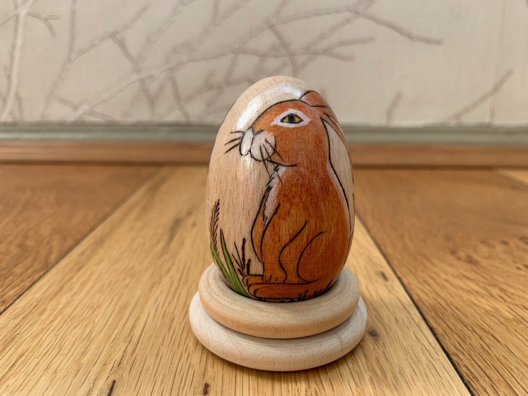 Pyrography Rabbit Hare Egg Bunny Easter Daffodils Flowers - Etsy