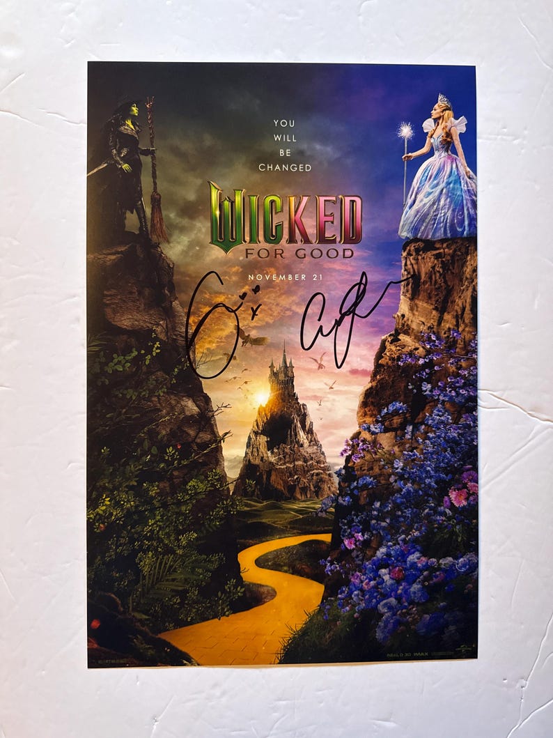 Ariana Grande & Cynthia Erivo Signed Wicked for Good Movie Glinda ...