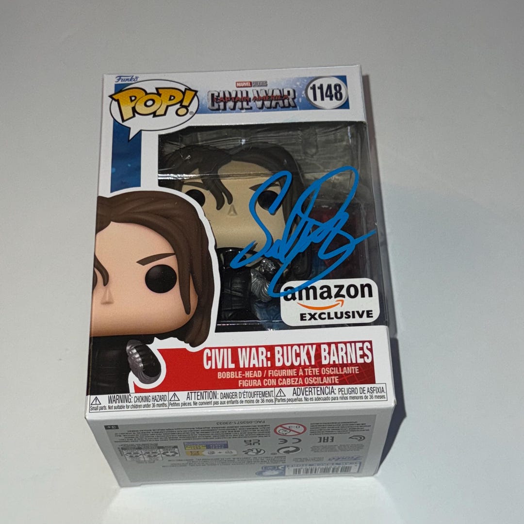 Sebastian Stan Signed Civil War Bucky Barnes Marvel Avengers Funko Pop ...