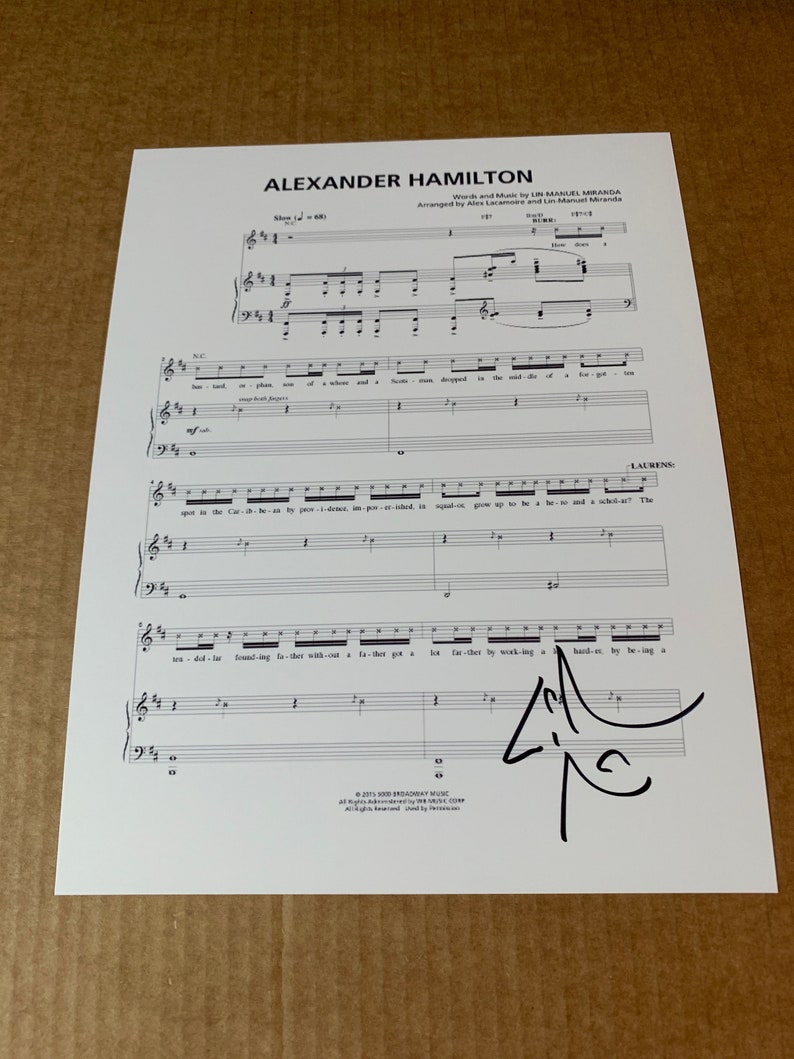 Lin Manuel Miranda Autographed Hamilton Lyric Music Sheet Signed - Etsy