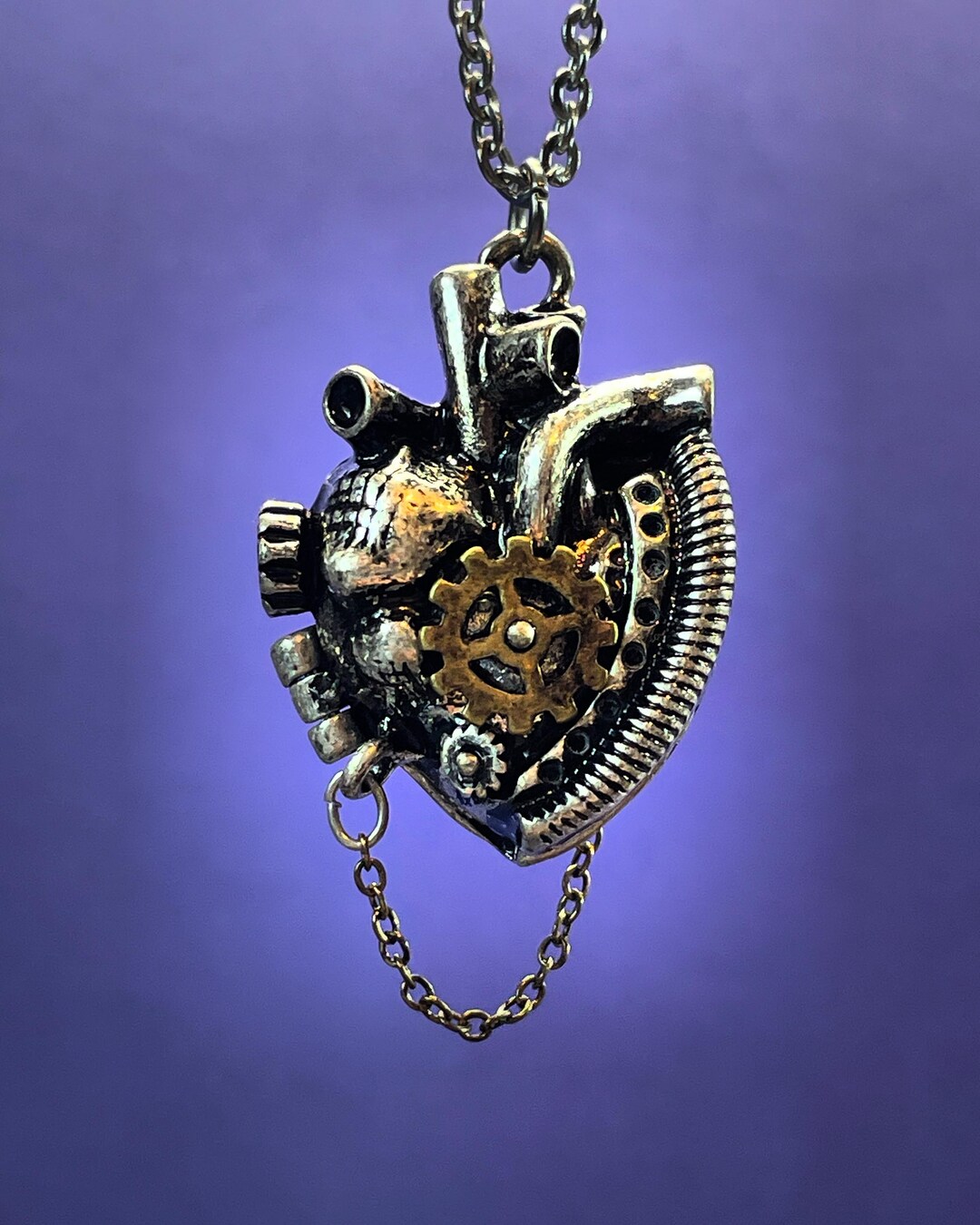 Steampunk Heart Locket Pendant: Stainless Steel Chain Anatomical ...