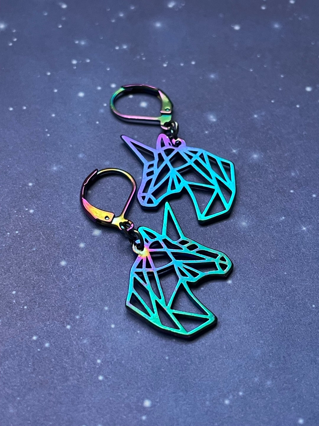 Super Adorable Laser Cut Origami Style Electroplated Crome Rainbow ...