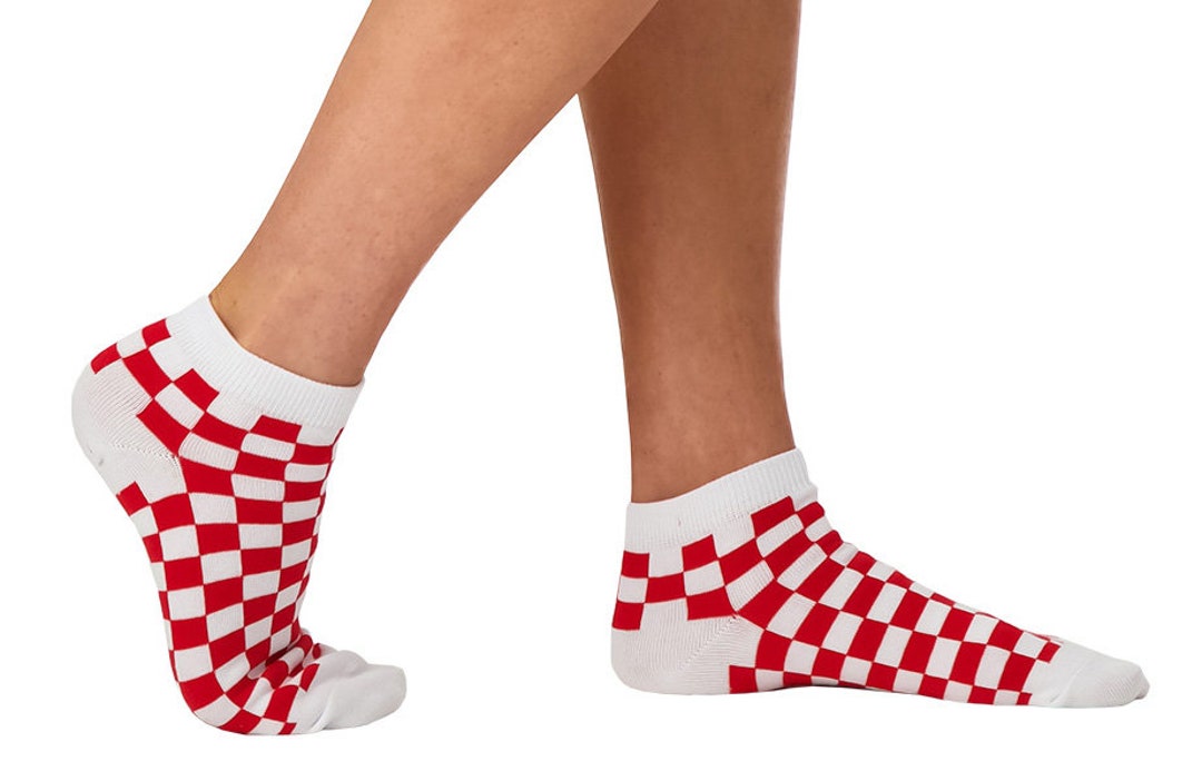 Croatian Socks | Red and White Checkered Socks - Etsy