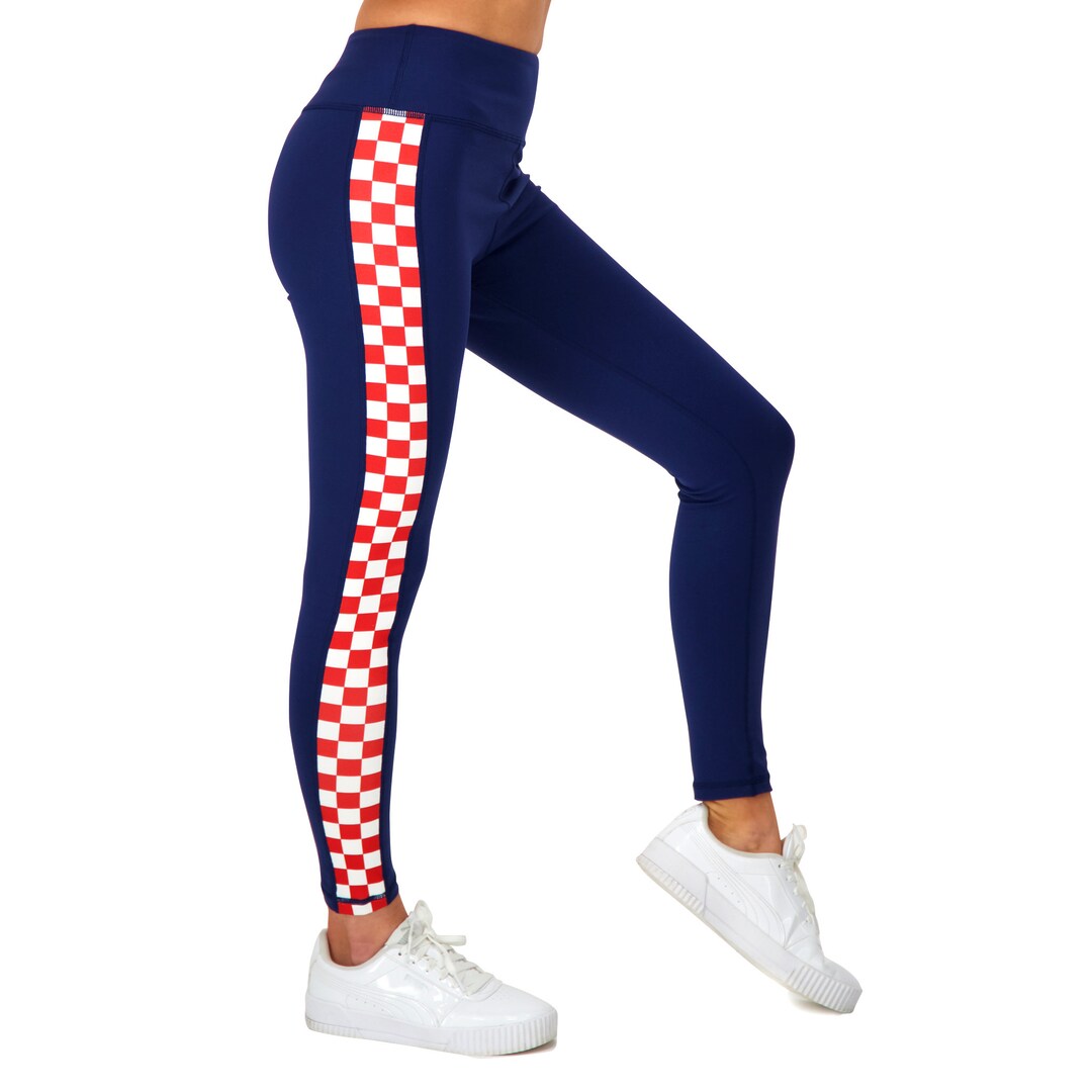 Croatia Checkered Leggings Navy - Etsy Canada