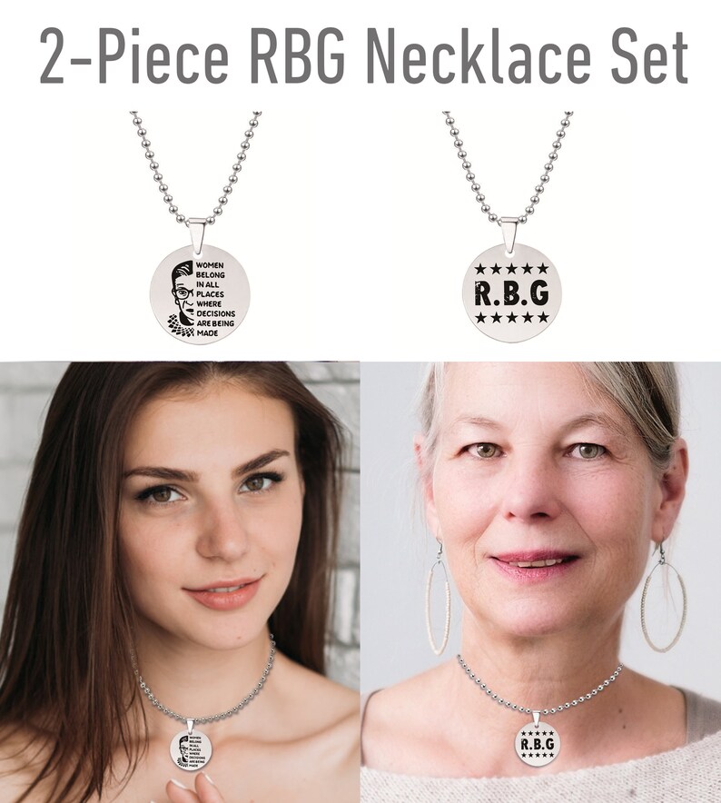 2 Pack RBG Dissent Circle Pendant Necklace Silver Ruth Bader - Etsy
