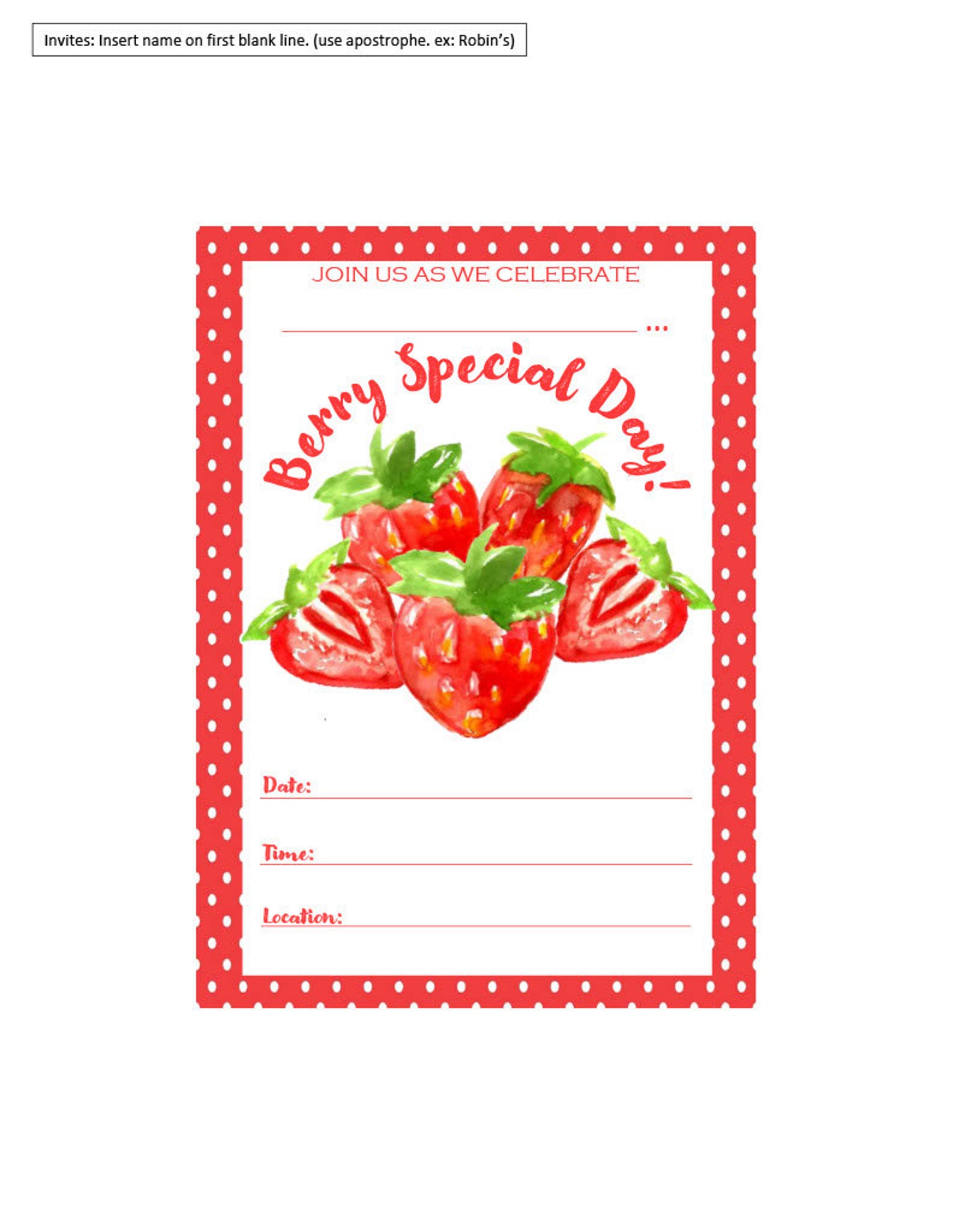 Summer Strawberry Party Pack - Etsy