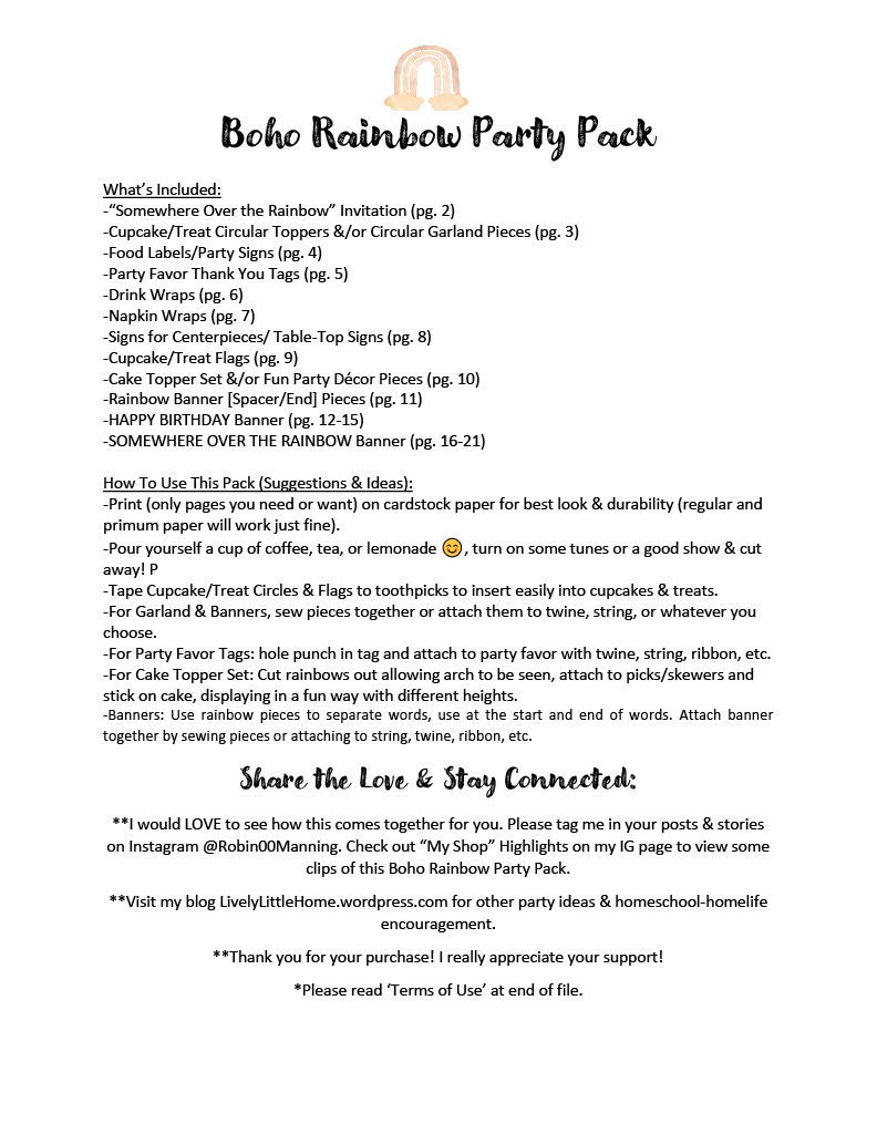Boho Rainbow Party Pack - Etsy