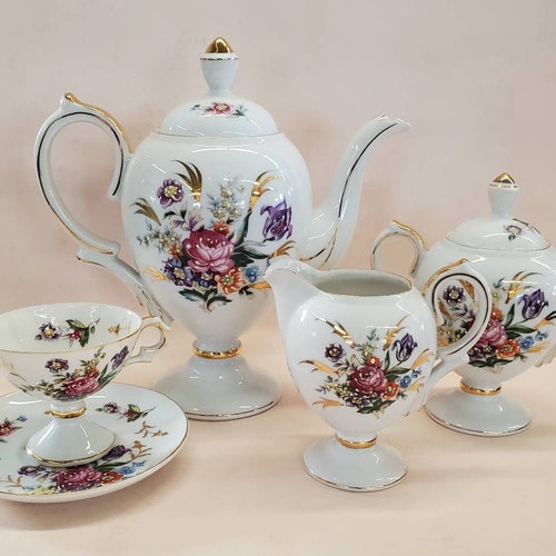 Flower Tea Cup Set Hand Painted Roses Tea Cup and Saucer - Etsy