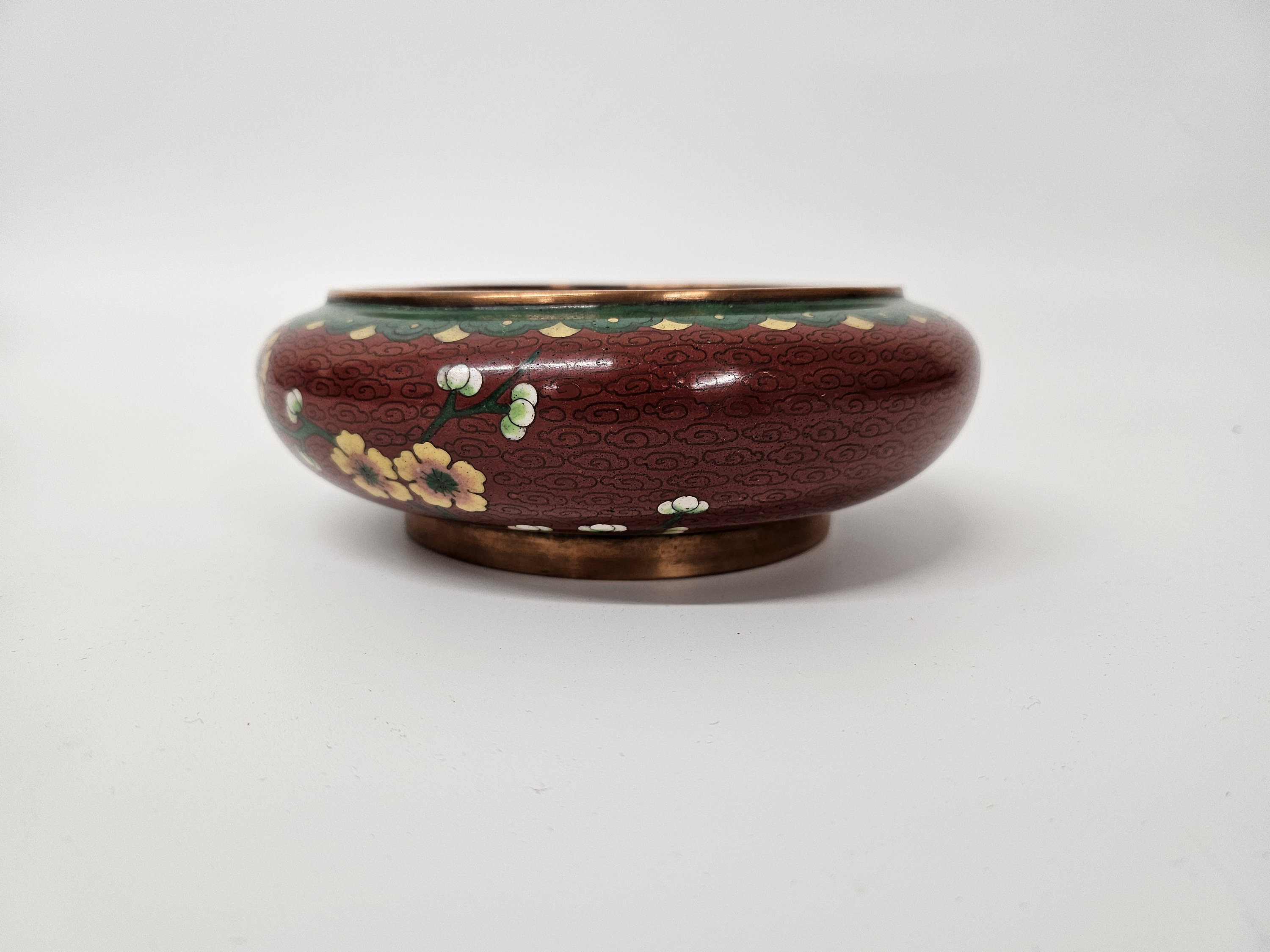 Chinese Red Enamel Cloisonné & Brass Bowl Flowers - Etsy