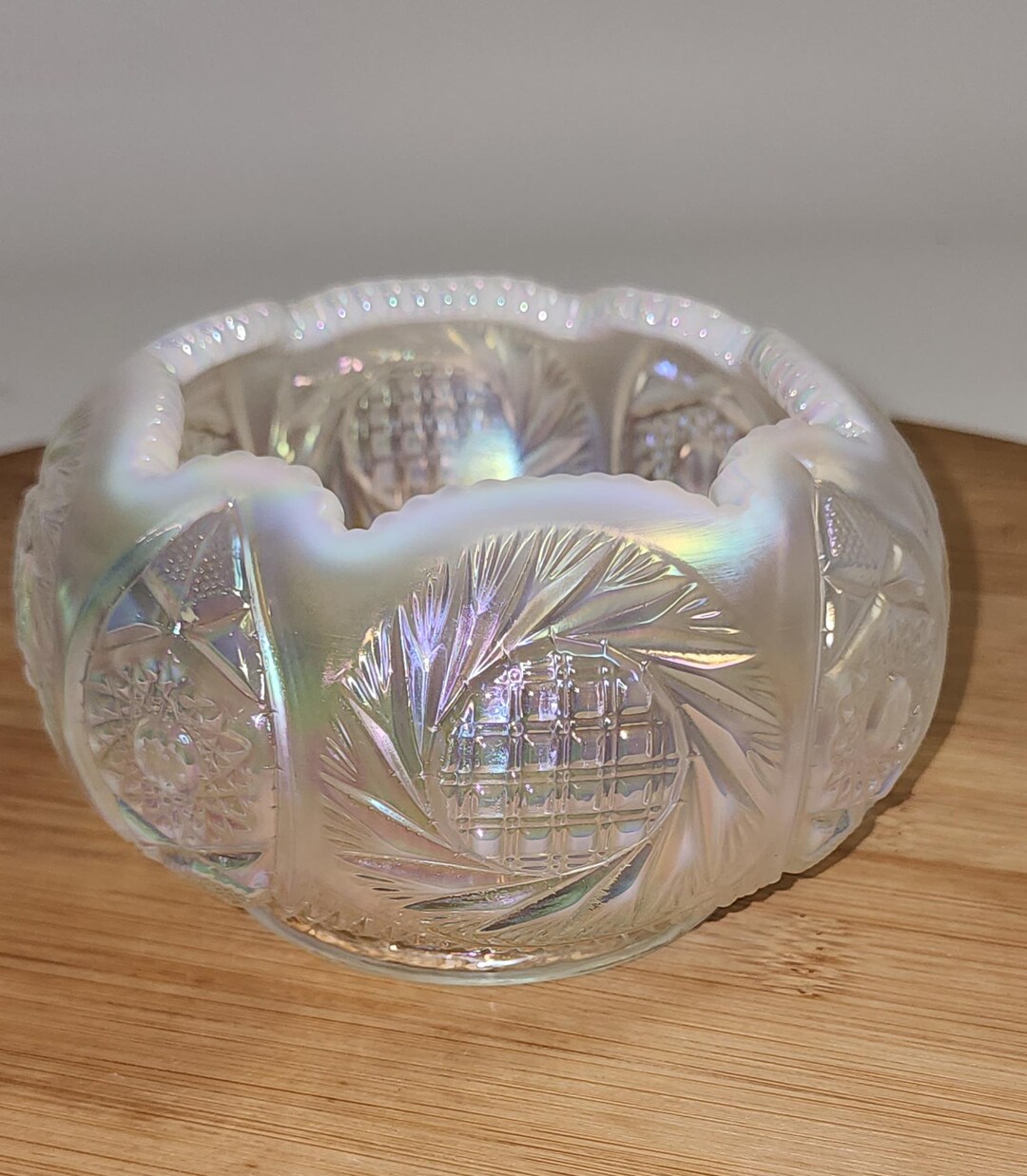 Vintage White Opalescent Pearl Carnival Glass Bowl - Etsy