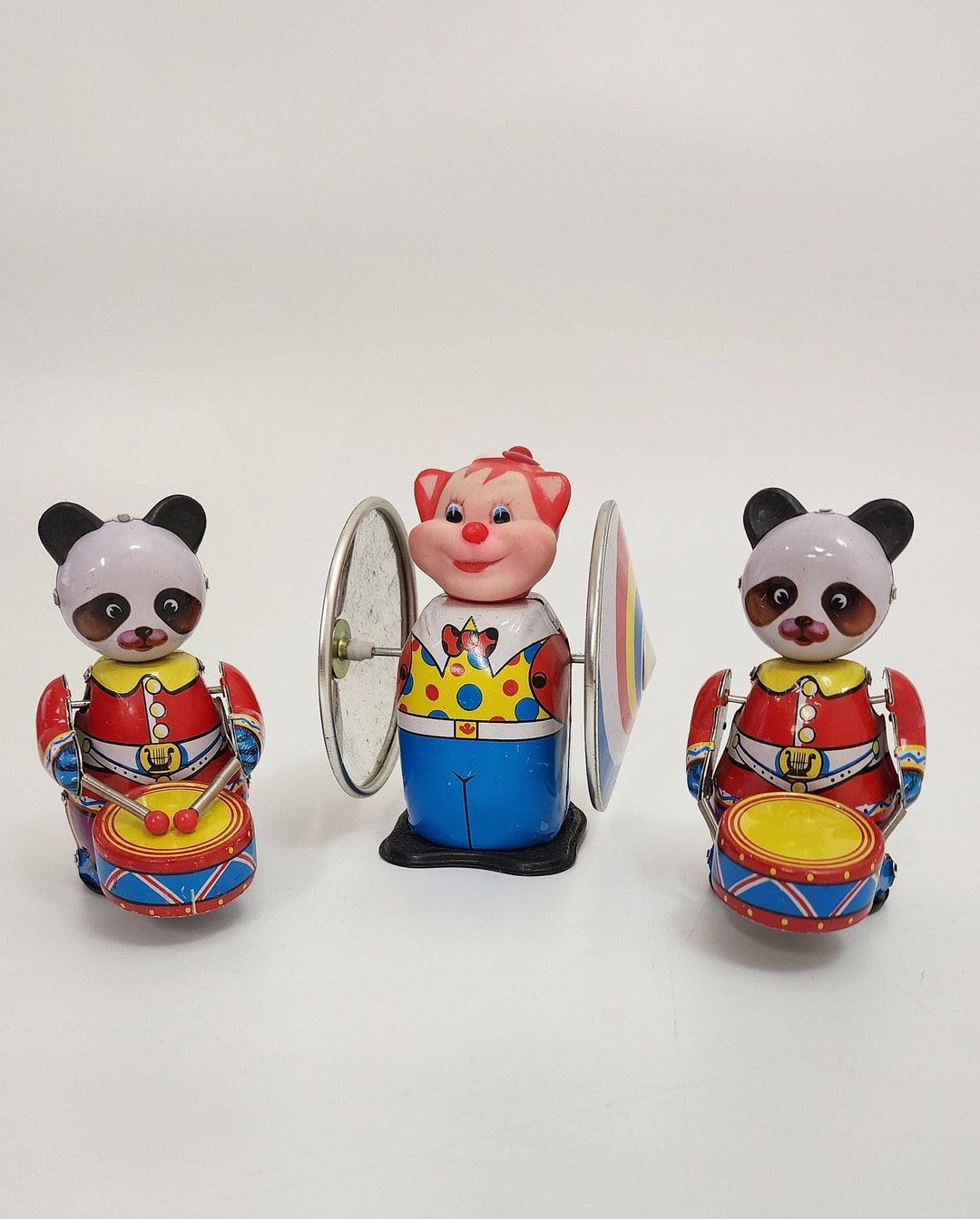 3 Vintage Tin Windup Toys. Panda Monkey Drums - Etsy