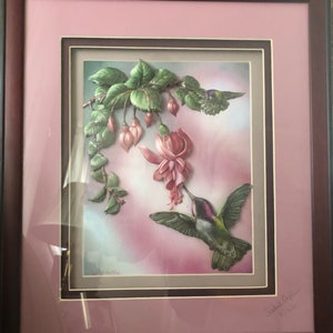 Crystal Skelley 3D Fushia and Hummingbird Framed Art - Etsy