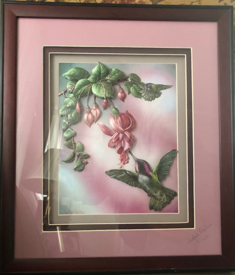 Crystal Skelley 3D Fushia and Hummingbird Framed Art - Etsy