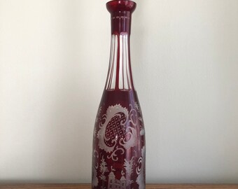 Ruby Decanter Bohemian Glass - Etsy