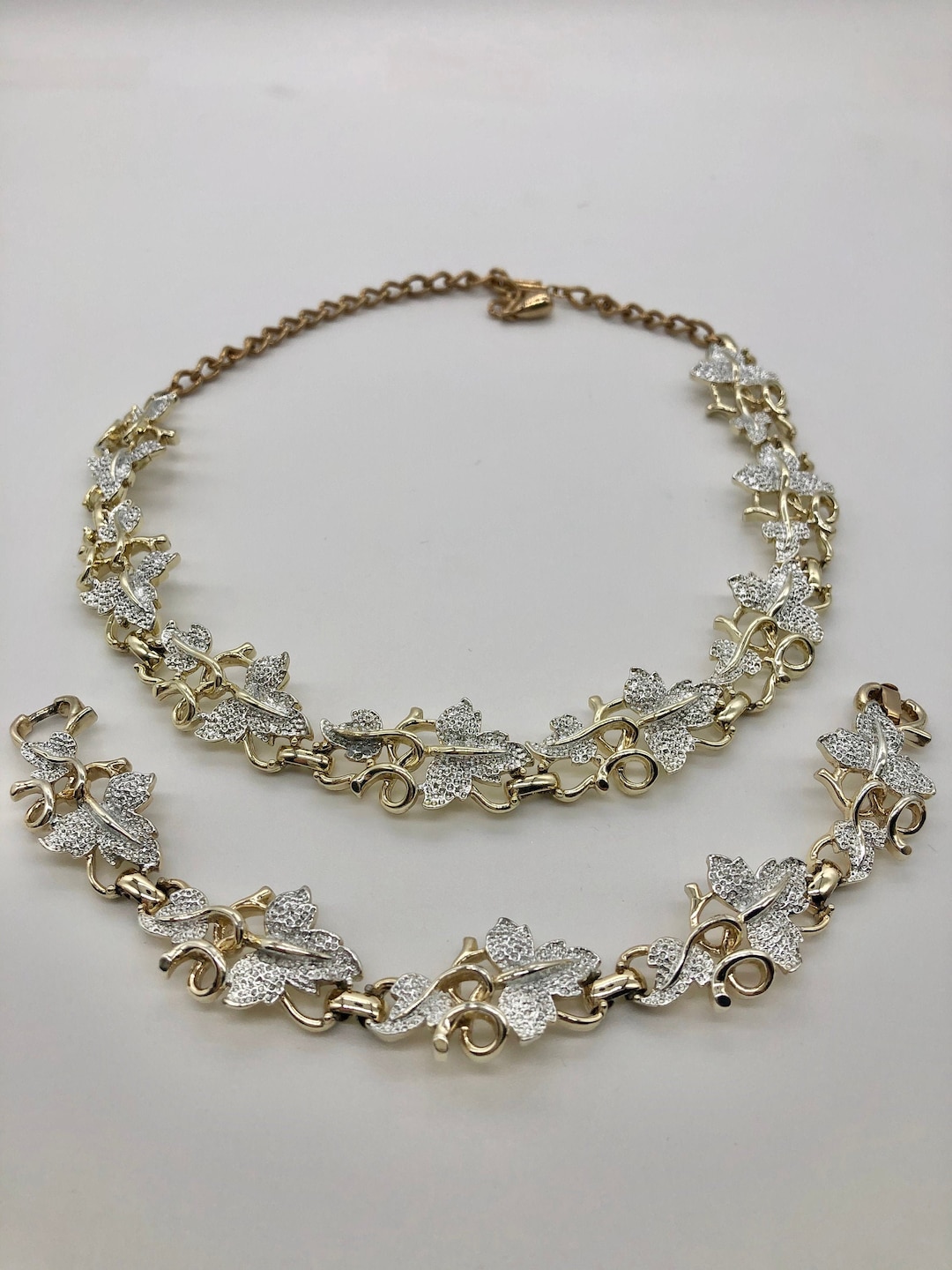 Sarah Coventry Two Tone Leaf Choker Necklace and Bracelet - Etsy