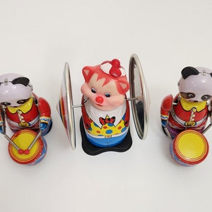 3 Vintage Tin Windup Toys. Panda Monkey Drums - Etsy