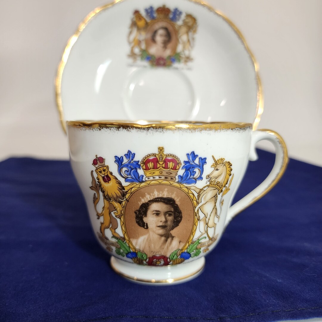 1953 Queen Elizabeth Coronation Teacup and Saucer Set by Adderley - Etsy