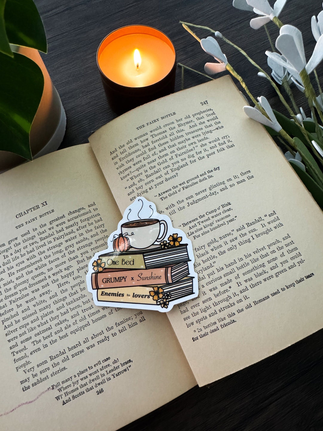 Tropes Book Stack Sticker, Cottagecore Book Sticker, Fantasy Book ...