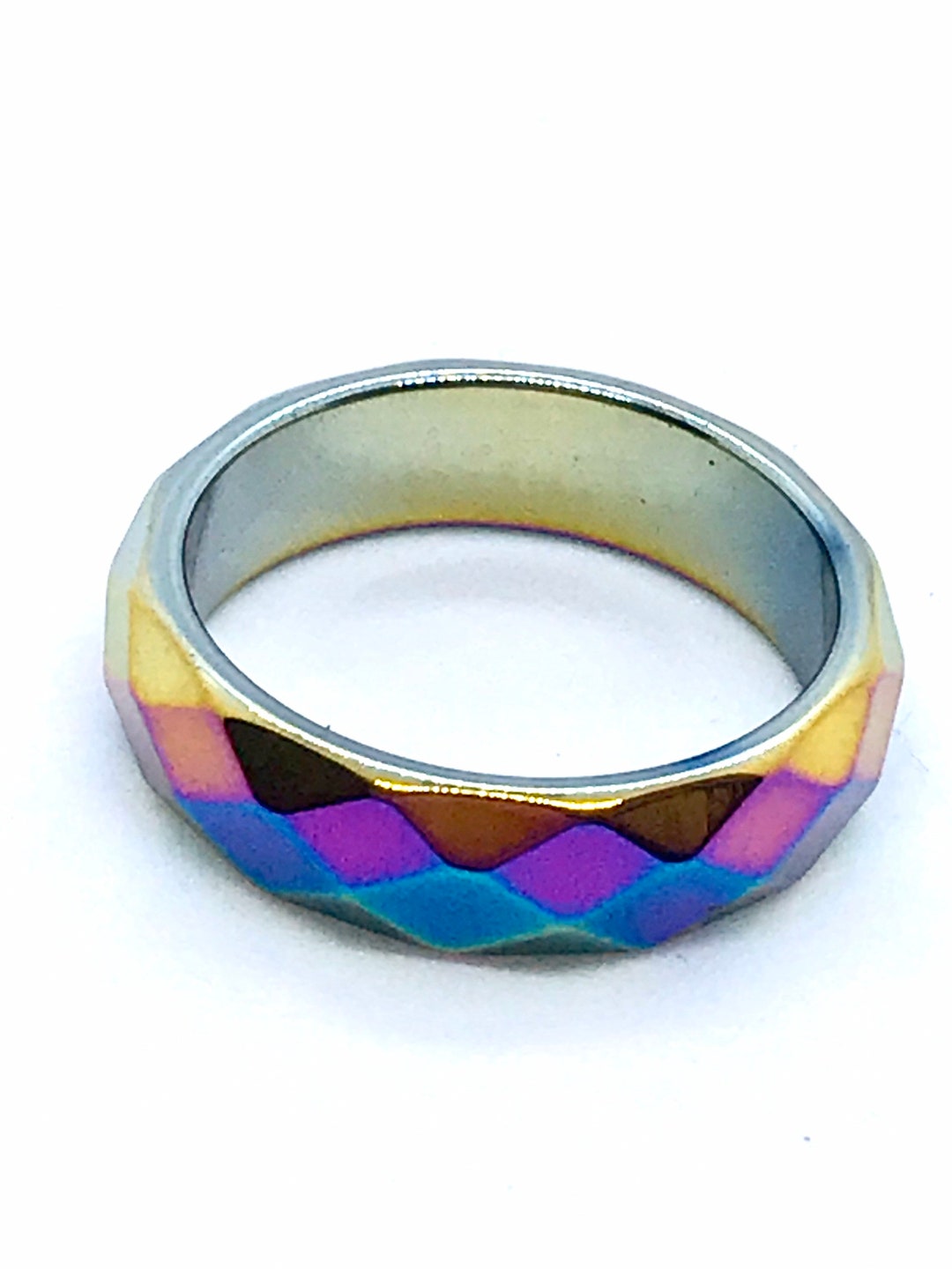 Rainbow Hematite Rings, Rainbow Rings for Men and Women, Birthday ...