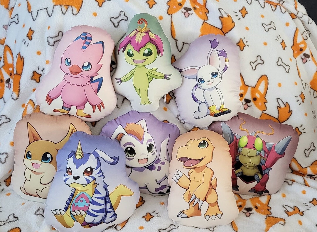 Digital Monster Pillows - Agumon, Gabumon, Gatomon, Patamon, Palmon ...