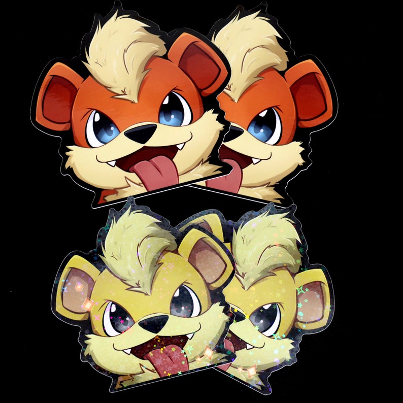 Poke Dog Inspired Peeker Stickers Shiny and Regular 4 - Etsy