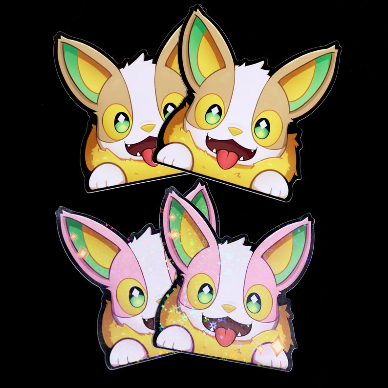 Poke Dog Inspired Peeker Stickers Shiny and Regular 4 - Etsy