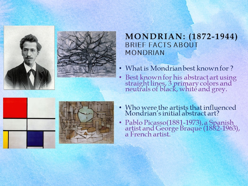 Piet Mondrian Biography Realism to Abstract Art Art | Etsy