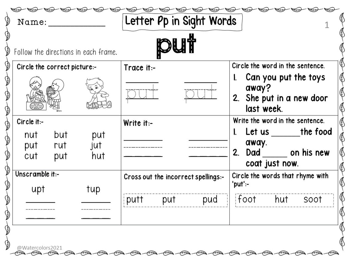 Letter Pp Reading and Writing Activities Early Literacy, CVC Words ...