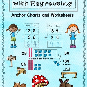 Add 2-digit Numbers With Regrouping! 2. NBT. B5 Worksheets and Anchor ...