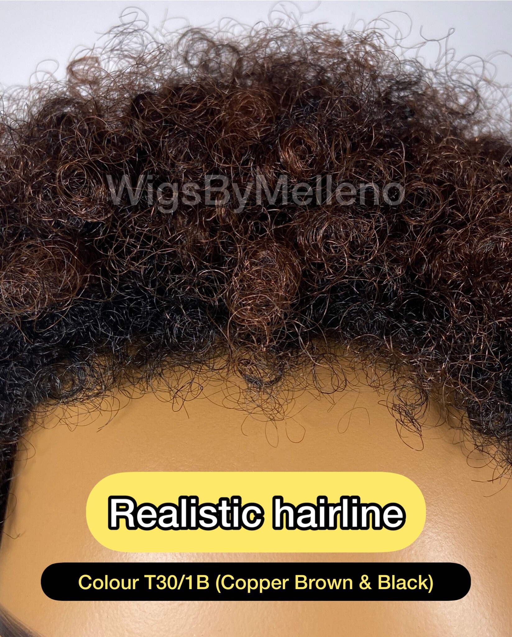 Brown and Black Short Afro Wig, TWA Wig, Copper Afro Wig, Colour T30/1B ...
