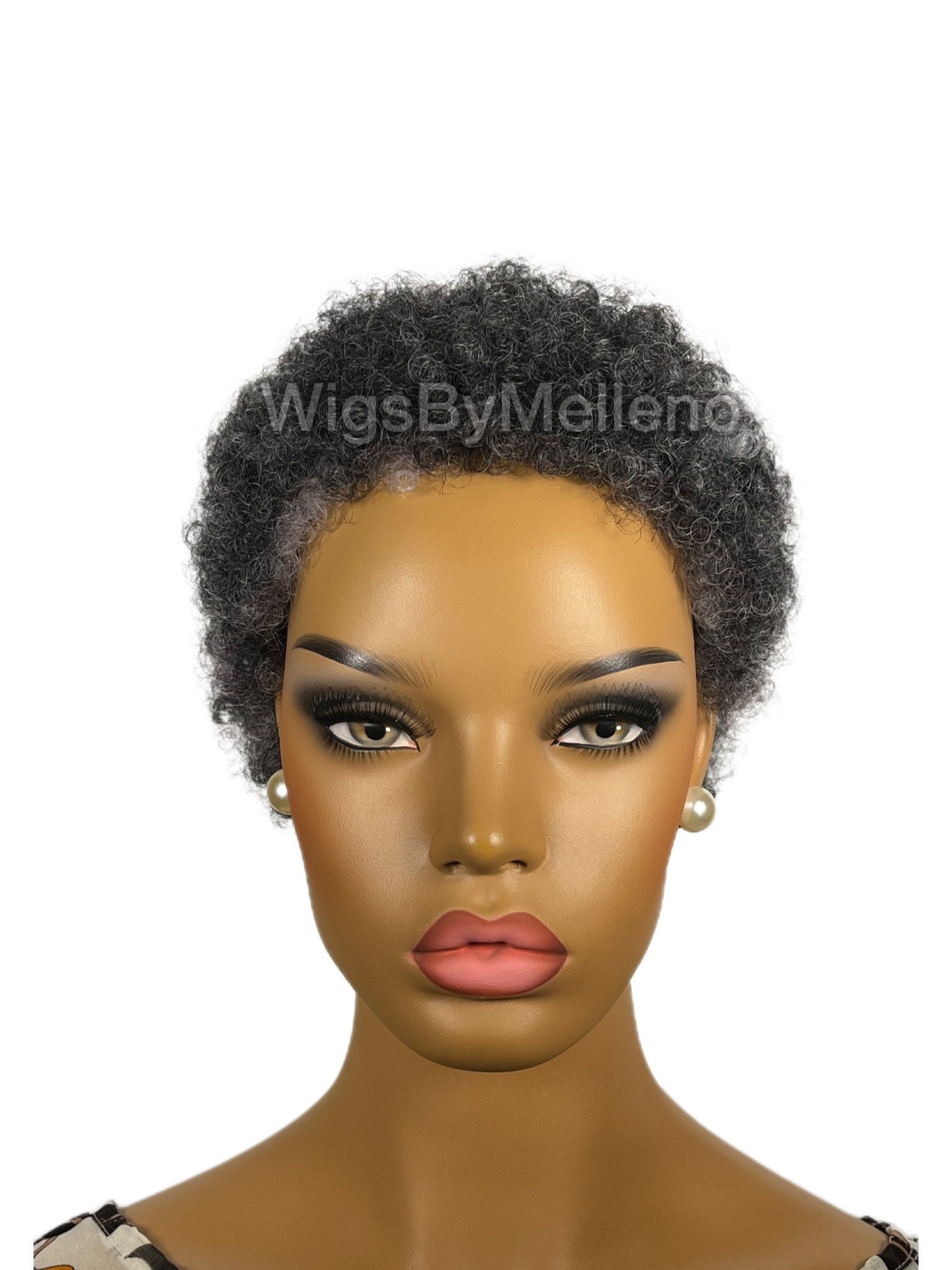 Short Afro Wig, TWA Wig, Grey Afro Wig, Gray Wig, Short Curly Wig ...