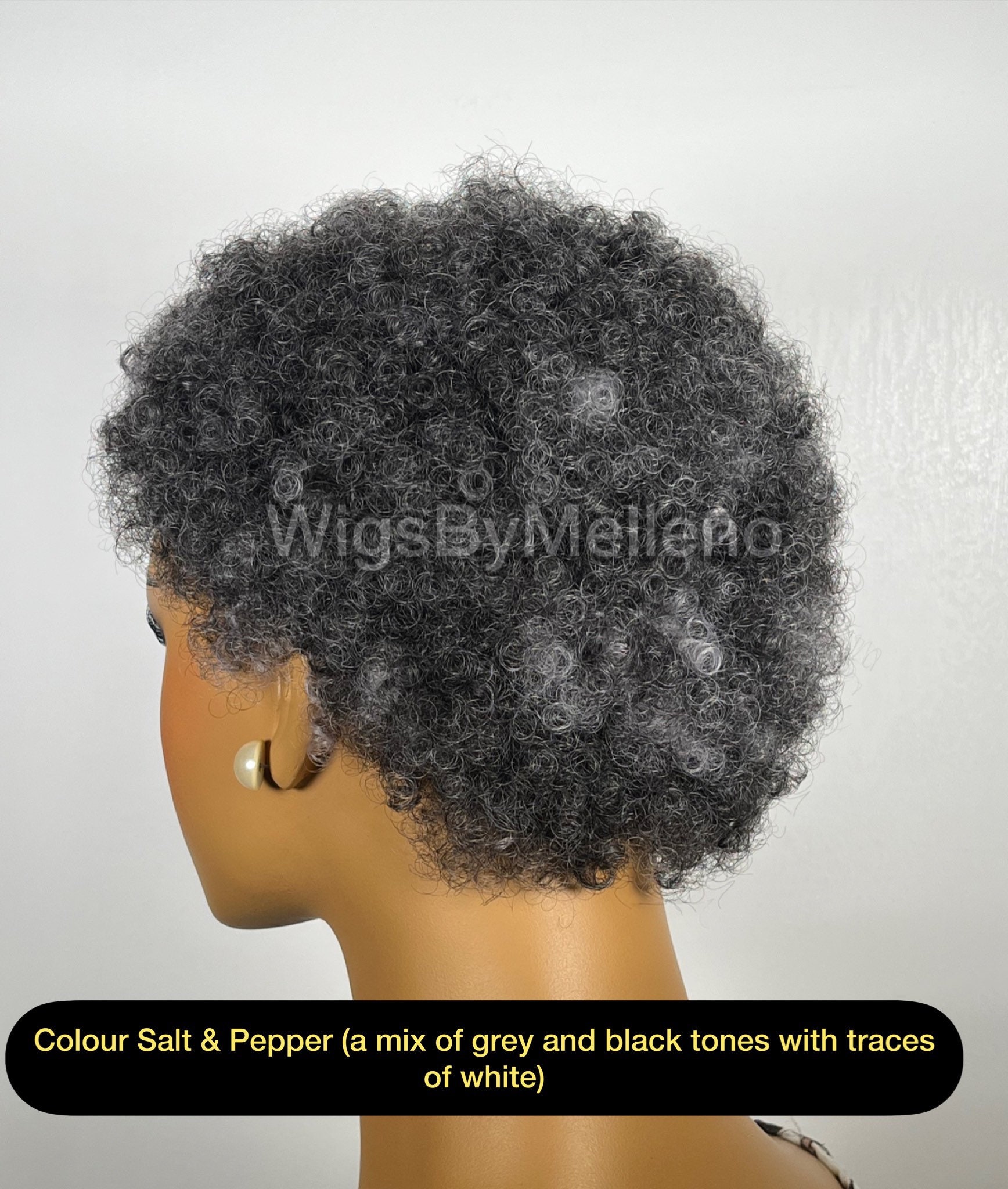 Short Afro Wig, TWA Wig, Grey Afro Wig, Gray Wig, Short Curly Wig ...