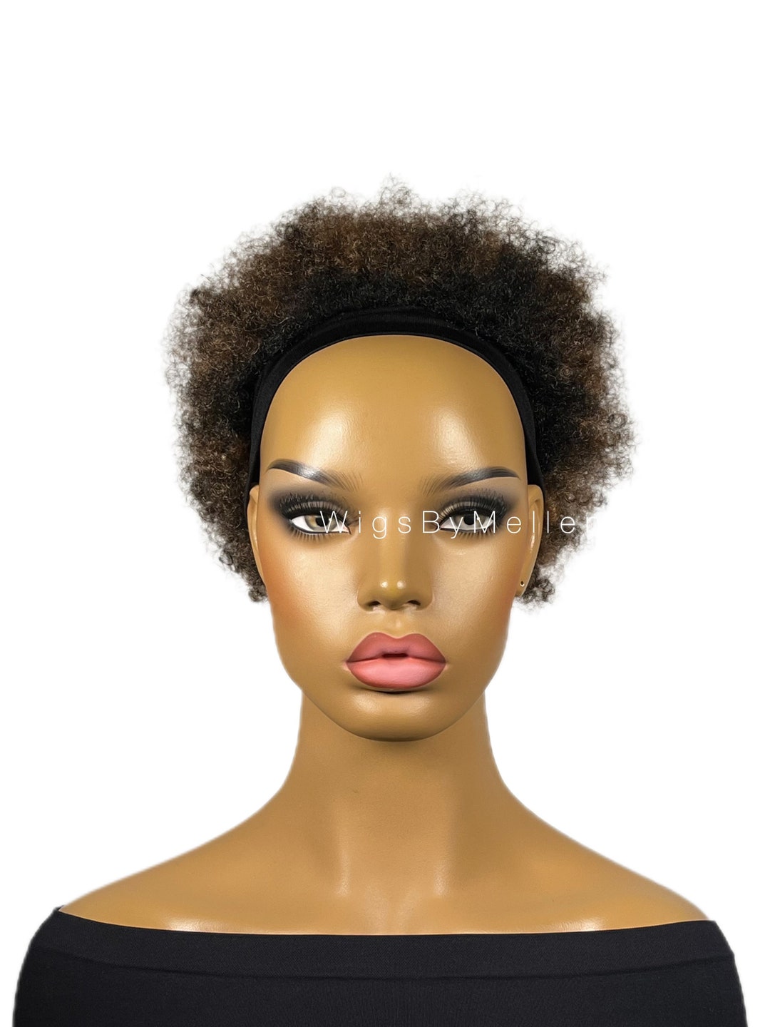 Medium Blonde and Black Headband Wig, TWA Wig, Headband Wig, Short Afro ...